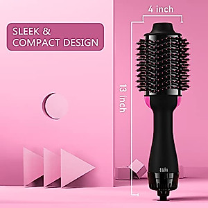 Hair Dryer Brush Blow Dryer Brush in One, 4 in 1 Styling Tools Blow Dryer with Ceramic Oval Barrel, Hair Dryer and Styler Volumizer, Hot Air Brush Hair Straightener Brush for All Hair Types