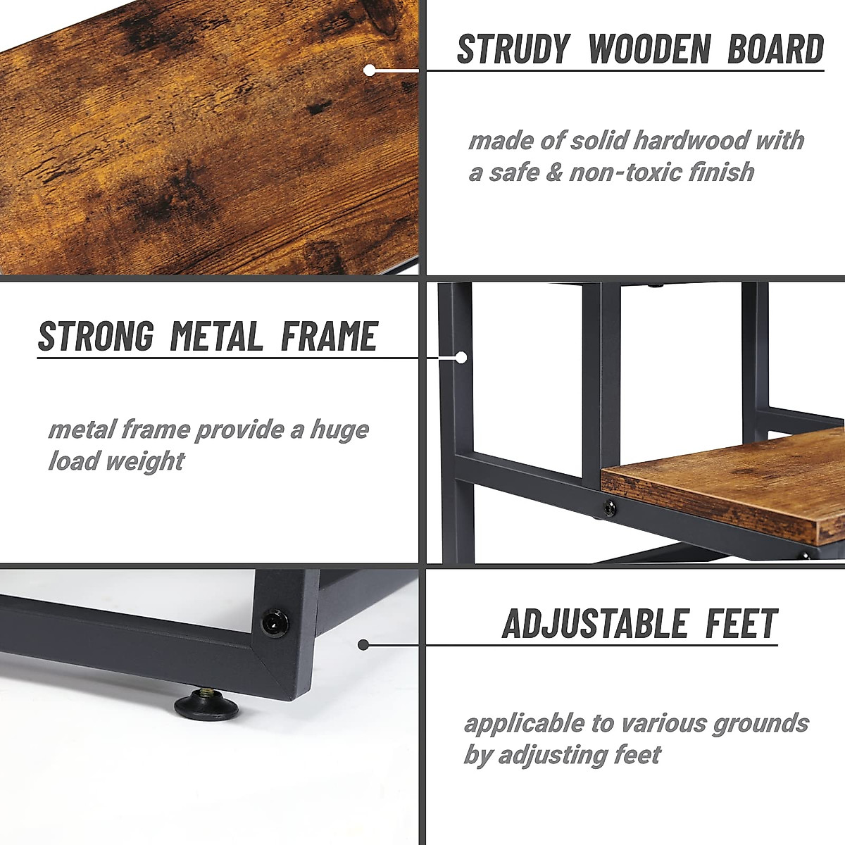 LIANTRAL Step Stools for Adults Kids, 2 Step Stool, Heavy Duty Steel & Sturdy Wide Pedal, Supports Up to 500lb, Foot Stool for Home, Office, RV - Rustic Brown