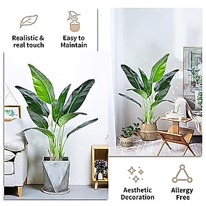 HAIHONG 2Packs 4FT Artificial Bird of Paradise Plant,Faux Palm Tree Potted Plant with Real Touch Leaves,Fake Trees for Home Living Room Office Indoor Outdoor Decor(4 FT-2Packs)