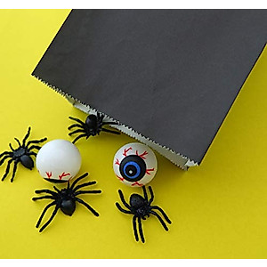 Paper Favor Bags - 50 Pack Black Party Favor Kraft Treat Bags for Any Occasions, Halloween, Graduation, DIY Arts, New Years Eve Party - 5 x 3 x 9 Inch