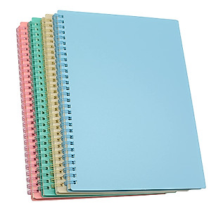 Yansanido Spiral Notebook, 4 Pcs 10.5 Inch x 7.45 Inch B5 Thick Plastic Hardcover 7mm College Ruled 4 Color 80 Sheets -160 Pages Journals for Study, Work, Travel and Notes (B5, 4 Pcs Light Color)