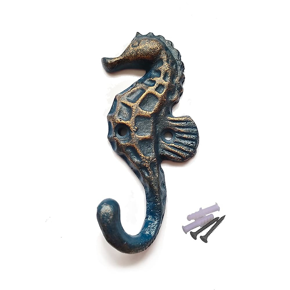 WINTENT Turquoise Patina Cast Iron Seahorse Wall Hooks