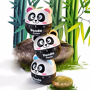 Cartoon Timer Cute Mechanical Timer Alarm for Home and Kitchen, Cooking, Baking, 60 Minutes,2.7inch (Panda)