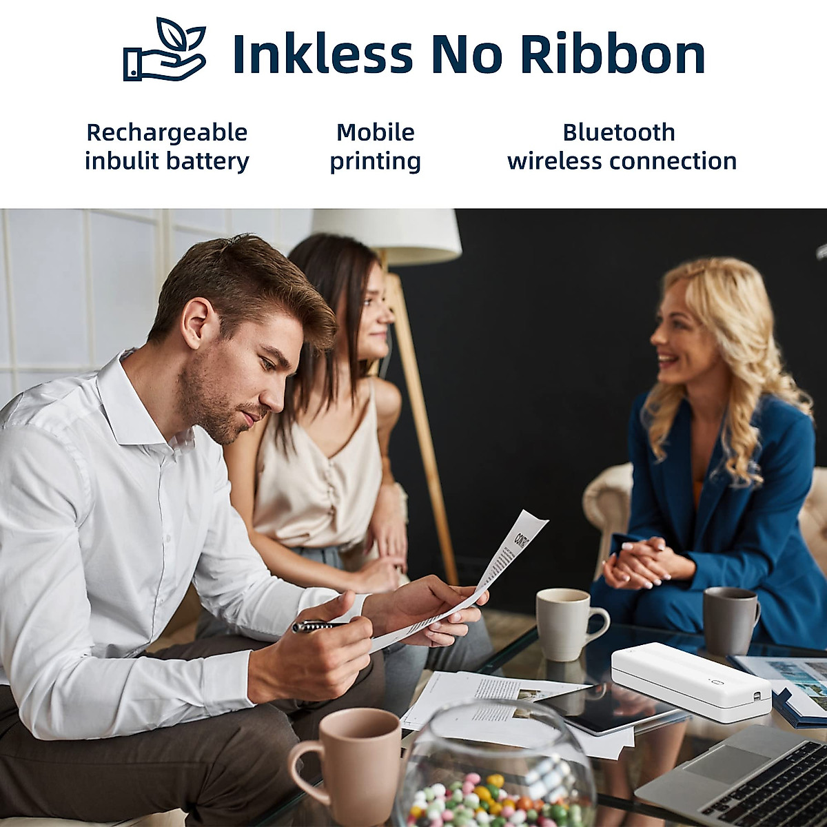 HPRT Wireless Portable Printers with 210mm Paper Roll, Mobile Office, School, Home, Portable Printers Wireless for Travel