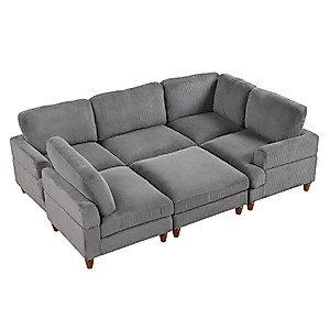 FANCUF Modular Sectional Sofa with Ottoman L Shaped Corner Sectional for Living Room, Office, Spacious Space