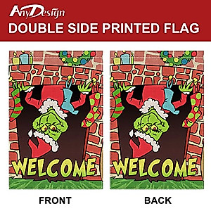 AnyDesign Christmas Garden Flag Vertical Double-Sided Waterproof Xmas Welcome Flag Funny Cartoon Character Outdoor Decorative Flag for Winter Holiday Farmhouse Lawn Patio, 12.5 x 18 Inch
