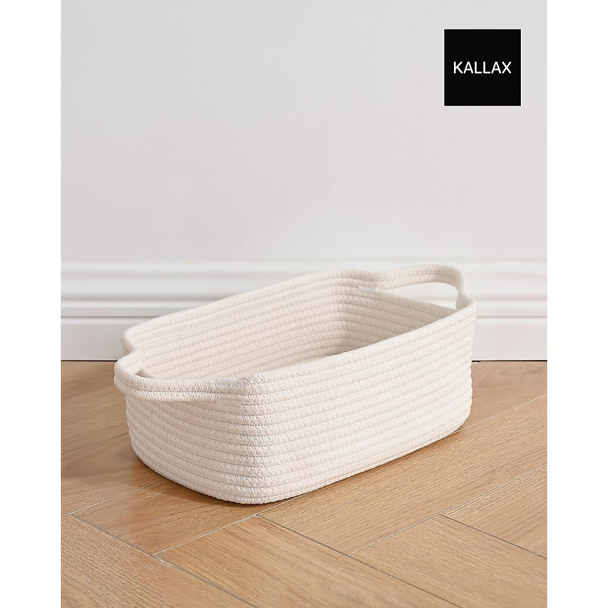 Small Woven Basket, 12 x 8 x 4.5 Inches, Small Storage Baskets for Organizing, Gift Baskets Empty, Cute Small Rope Shelf Closet Storage Bins Baskets for Shelves, Dog Toy Basket, 3 Packs, Off White