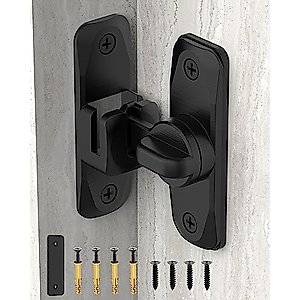 90/180 Degree Barn Door Lock, Small Flip Gate Latches Hardware, Door Security Sliding Door Latch Lock fo Cabinets, Barn Door, Bathroom, Gardenr Doors (Black-1Pc)