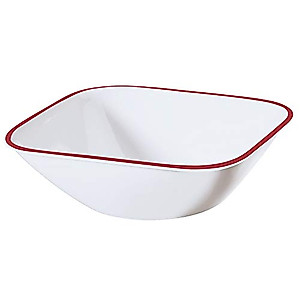 Corelle Vitrelle 18-Piece Service for 6 Dinnerware Set, Triple Layer Glass and Chip Resistant, Lightweight Square Plates and Bowls Set, Splendor