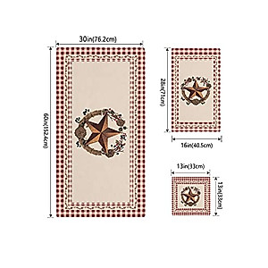 ArneCase Towel Sets for Bathroom Farmhouse Country Star and Primitive Berries On Retro Red Plaid Highly Absorbent Beach Towel Hand Towel Washcloths for Men Women Sports Yoga 3 Pcs