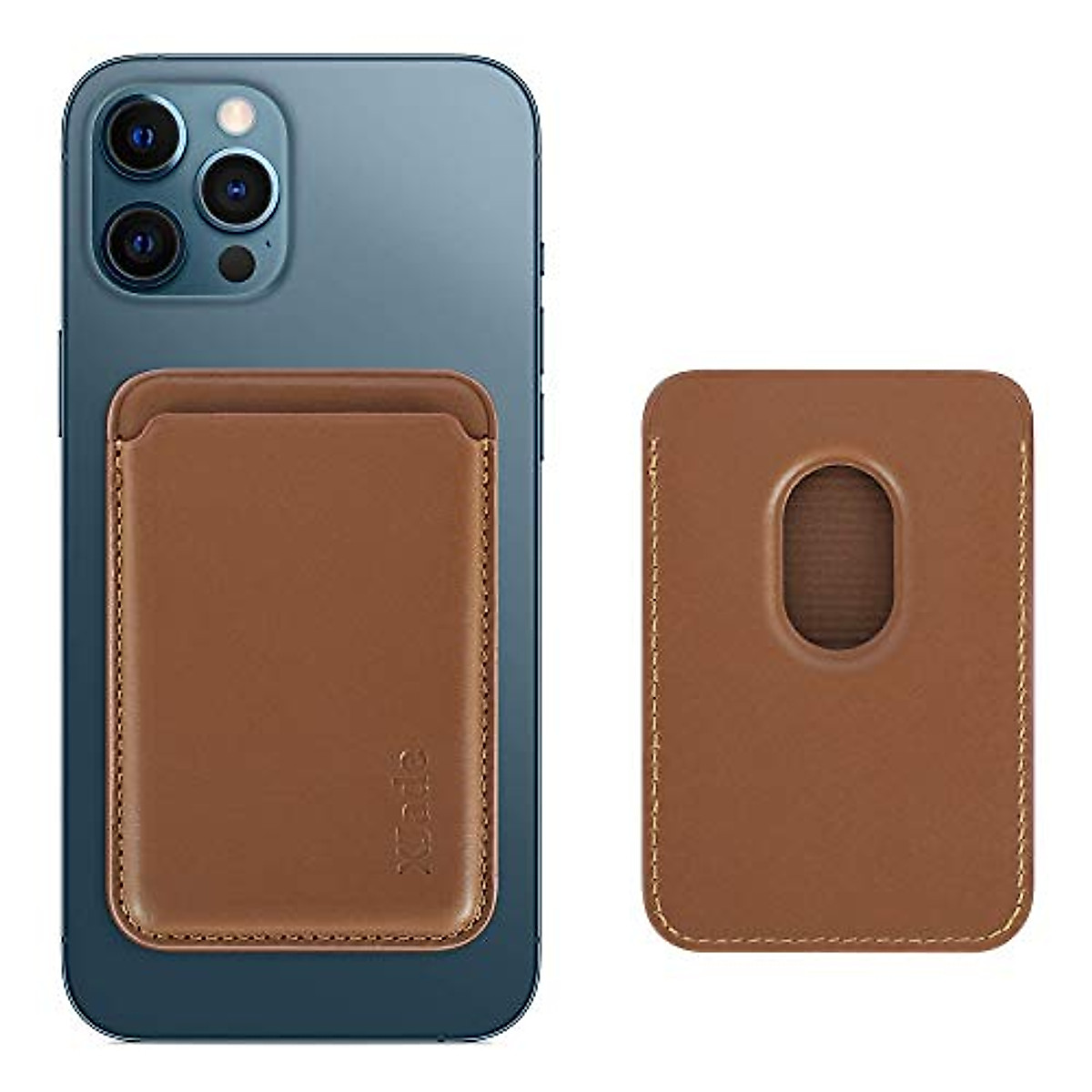 XJade Leather Wallet with Premium Magnet Made for iPhone 12/12Mini/12Pro/12ProMax,Wood Brown