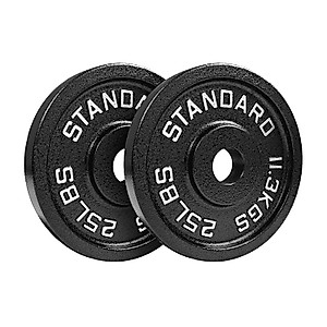 Steel Weight Plates 85LB Set - Olympic 2 inch Center Premium Coating 2x 25lb, 10lb, 5lb, and 2.5lb for Olympic Weight Lifting Barbells