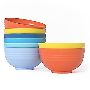 Homestockplus 34 Oz Large Soup Bowls, 8 Pieces Deep Cereal Bowls, Unbreakable Color Kitchen Bowl for Oatmeal, Ramen, Dessert, Snack, Light Weight BPA-Free Microwave Dishwasher Safe Bowls Set