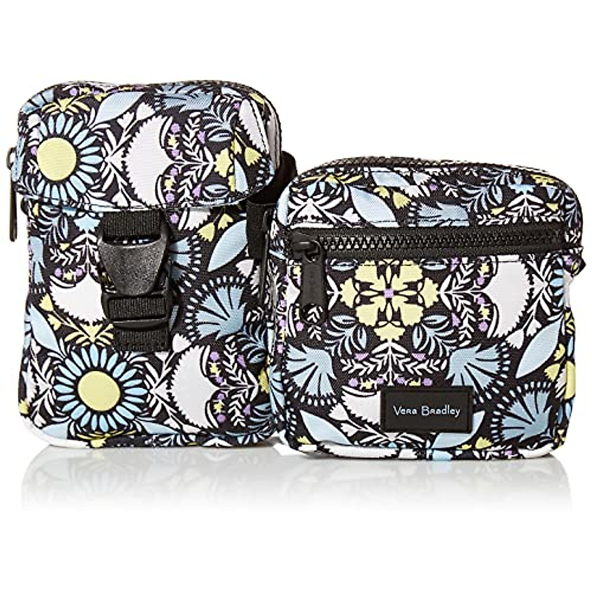 Vera Bradley Women's Recycled Lighten Up Reactive Convertible Belt Bag Sling Crossbody Bag, Plaza Medallion, One Size