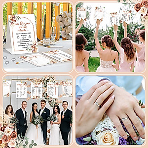 Estune 331 Pcs Bridal Shower Games Supplies, 5 Sets 250 Pcs Wedding Games Cards 1 Put a Ring on It Bridal Shower Games with 60 Pcs Rings and 20 Pcs Pencils(Boho Style)
