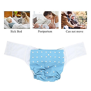 ZJchao Adult Cloth Diaper, Reusable Adult Diaper Washable Adult Pocket Nappy Cover Adjustable Diaper Cloth Breathable Leakproof Incontinence Diaper Pants for Men or Women (Sky Blue)