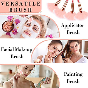 12 Pcs Fan Brushes for Facial Mask Brushes with Glitter Quicksand Handle Cosmetic Facial Fan Brushes Soft Facial Mask Brush Applicator Facial Peel Applicator Face Mask Tools with Pouch (Pink)