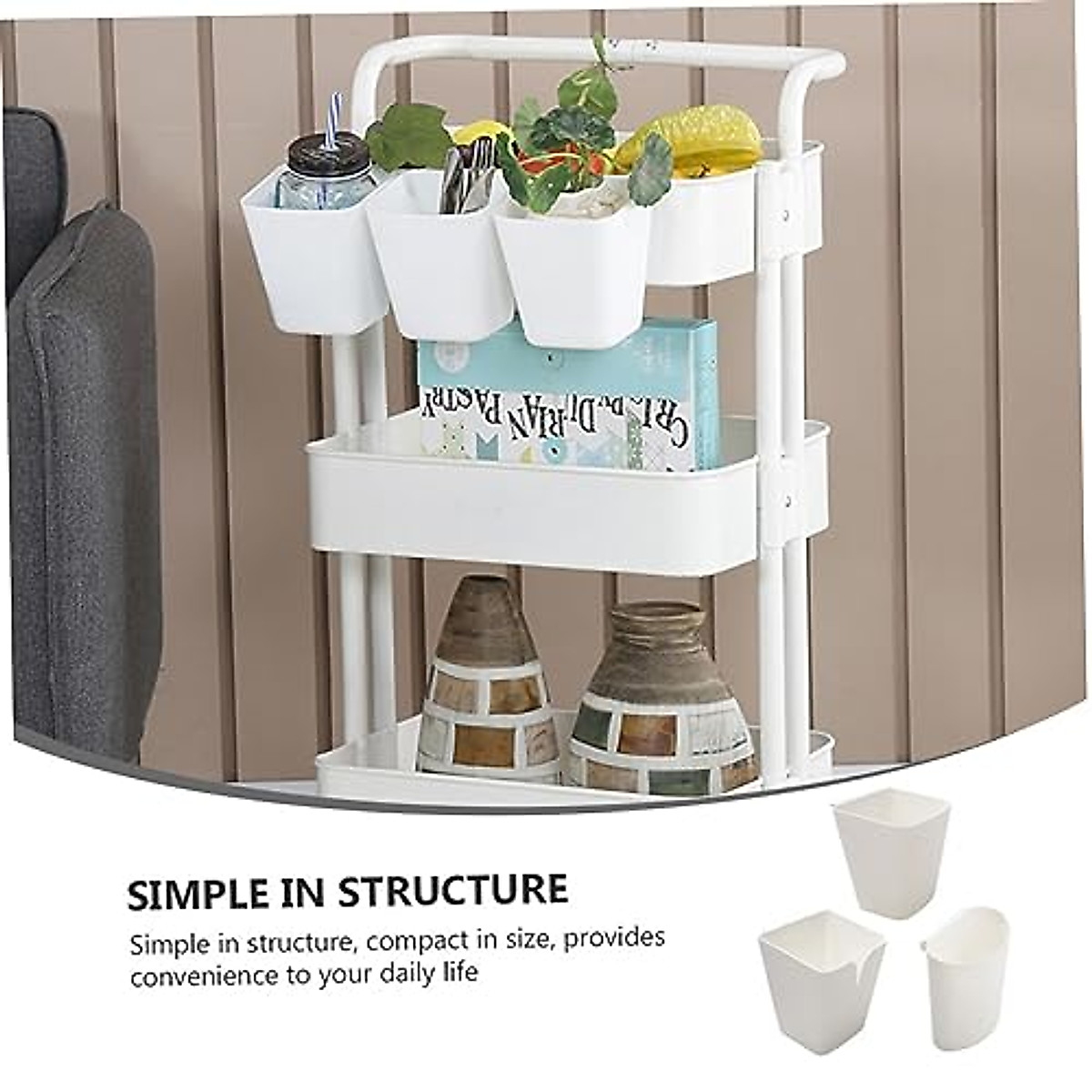 NOLITOY 3PCS wall mounted trash storage cart props wall mounted planters hanging containers for plants portable dolly small stand multi-purpose hanging barrel hanging storage basket bucket