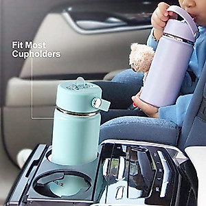 Oisiz Kids Water Bottle with Straw Lid 14oz, Vacuum Insulated 316 Stainless Steel Water Bottles for Kids for School, Leakproof Toddler Water Bottle, BPA Free and Keep Cold for 24 Hours, Navy Blue