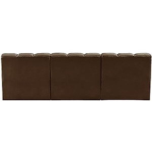 Meridian Furniture 103Brown-S3F Arc Collection Modern | Contemporary Modular Sofa with Soft Brown Velvet, Deep Channel Tufting, Modular Design, 89.5" W x 31" D x 30" H, Brown