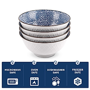 Y YHY 24 OZ Ceramic Bowls Set of 4 - Japanese Bowls for Ramen, Soup, Cereal, Fruit, Salad, Pasta - Porcelain Bowls for Kitchen Decor & Housewarming Gift - Dishwasher & Microwave Safe