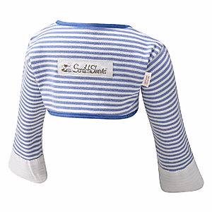 ScratchSleeves | Baby Boys' Stay-On Scratch Mitts | Stripes | Blue and Cream | 12-18m