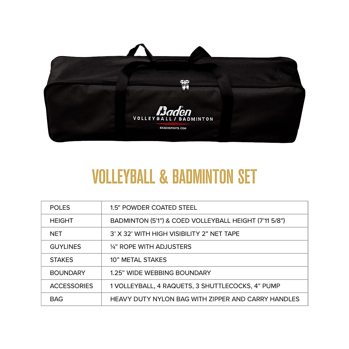 Baden Champions Volleyball Badminton Combo Set