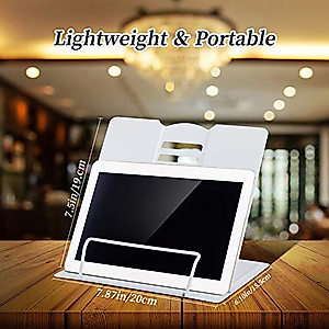 Blizzow Desk Book Stand Holders for Reading Hands Free, Durable Metal Adjustable Book Stand, Sturdy Lightweight Foldable Portable Bookstand -Cookbook, Recipe, Tablet, Music Book, Documents (White)