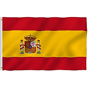 Anley Fly Breeze 3x5 Foot Spain Flag - Vivid Color and Fade proof - Canvas Header and Double Stitched - Spainish National Flags Polyester with Brass Grommets 3 X 5 Ft