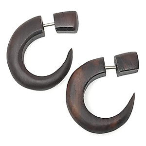 Tribal Organic Wooden Earrings Fake Gauges Sold As Pair bohemian jewelry beach tropical tattoo