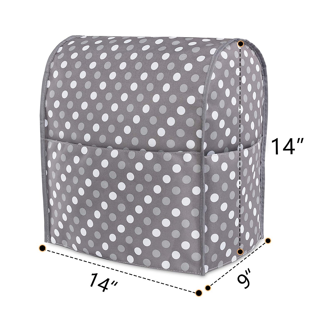 Luxja Dust Cover Compatible with 4.5-Quart and 5-Quart Stand Mixer, Cloth Cover with Pockets for Stand Mixer and Extra Accessories, Gray Dots