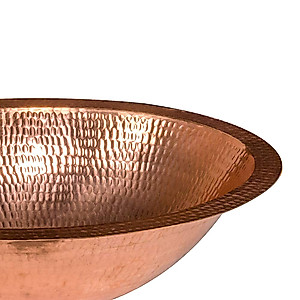 Premier Copper Products LO17FPC 17-Inch Oval Under Counter Hammered Copper Bathroom Sink in Polished Copper
