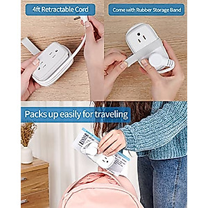 Travel Power Strip with USB C, NTONPOWER 4 Outlets 3 USB(1 USB-C), 4ft Flat Plug Extension Cord with USB C Ports, Portable Power Strip Flat Plug, Compact for Travel Hotel Cruise Essentials, White