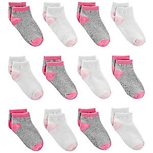 Simple Joys by Carter's Baby 12-Pack Socks, Pink/Grey/White, 4-5T