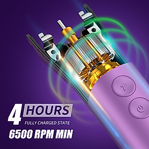 Professional Animal Pet Dog Cat and Horse Cordless Hair Clipper Grooming Kit with 5 in 1 Blade Low Noise & High Power Rechargeable Cordless Pet Grooming Clipper for Thick Heavy Coats -Purple