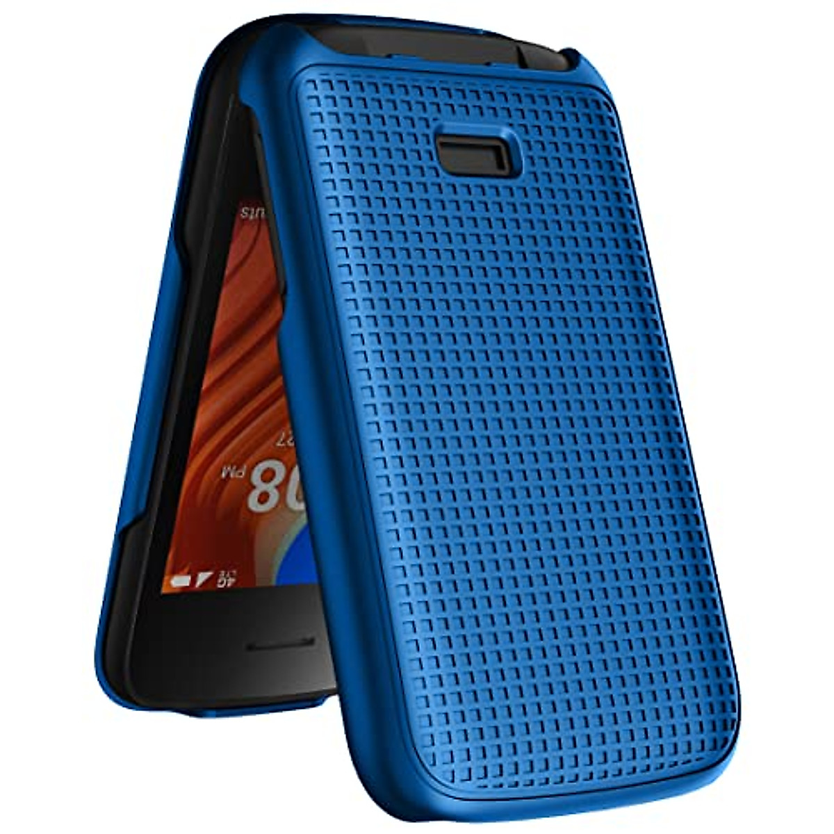 Case for Alcatel TCL Flip 2 Phone (2022), NakedcellPhone [Grid Texture] Slim Hard Shell Protector Cover for T408DL / TFALT408DCP - Cobalt Blue