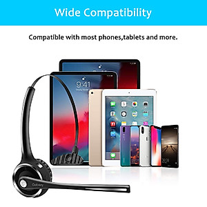 Golvery Bluetooth Headset with Mic for Phone, Office Wireless On-Ear Headphones for Office Call Center PC Skype, Noise Cancelling Mic, 15 Hours Talking Time, 200 Hrs Standby, Multi-Point, Mute ON/Off