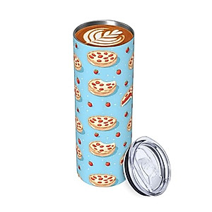 Tangopi Pizza 20 oz Tumbler with Lid and Straw Insulated Travel Coffee Mug Reusable Spill Proof Coffee Cups Stainless Steel Water Bottle for Hot and Cold Drinks