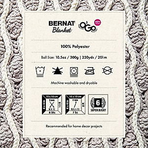 Bernat Blanket O'Go Sky Yarn - 4 Pack of 300g/10.5oz - Polyester - 6 Super Bulky - Knitting/Crochet