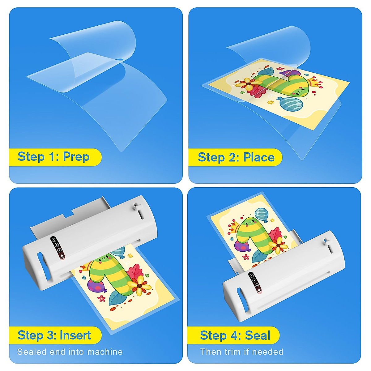 KTRIO Thermal Laminating Sheets, Hold 4 x 6 inch Photo Laminating Pouches, 5 Mil Clear Lamination Paper Protection 4.3 x 6.25 inch, Round Corner, 100 Pack