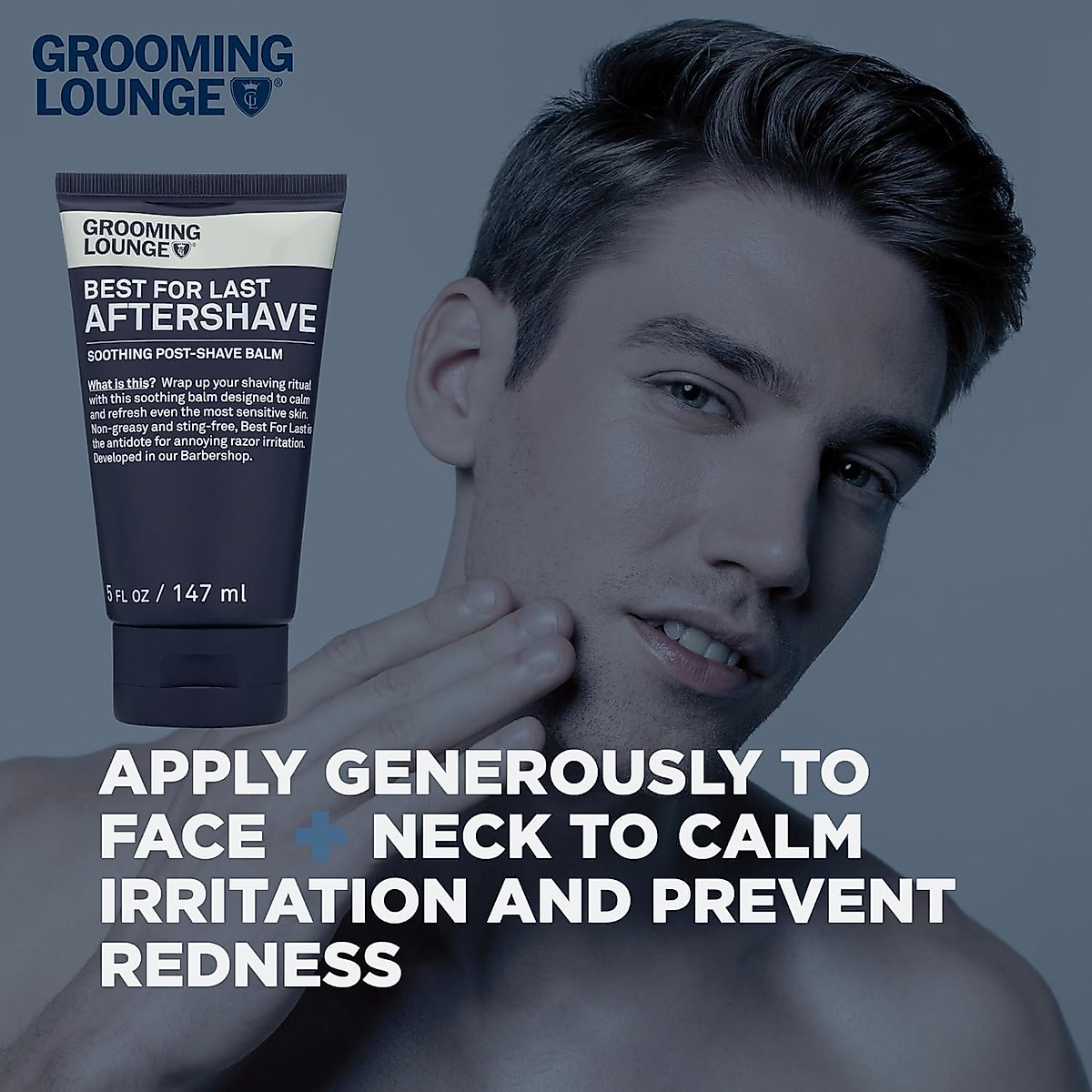 Grooming Lounge Best for Last Aftershave - Soothing After Shave Balm - Instantly Calms Irritated Skin - Refreshing Facial Moisturizer - Ideal for Sensitive Skin - Non-Greasy - Fragrance Free - 5 oz