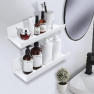 DynastyEdition White Acrylic Shelves - Set of Two 15 inch Bathroom Versatile Floating with Hardware Included Shelf Organizer Adhesive Sticker. (DD2035)