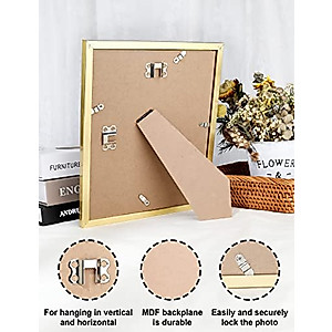 Annecy 8.5x11 Picture Frames (4 Pack, Gold), Composite Wood Photo Frame 8.5x11 for Wall or Table Display, Classic Simple Home Office Decor