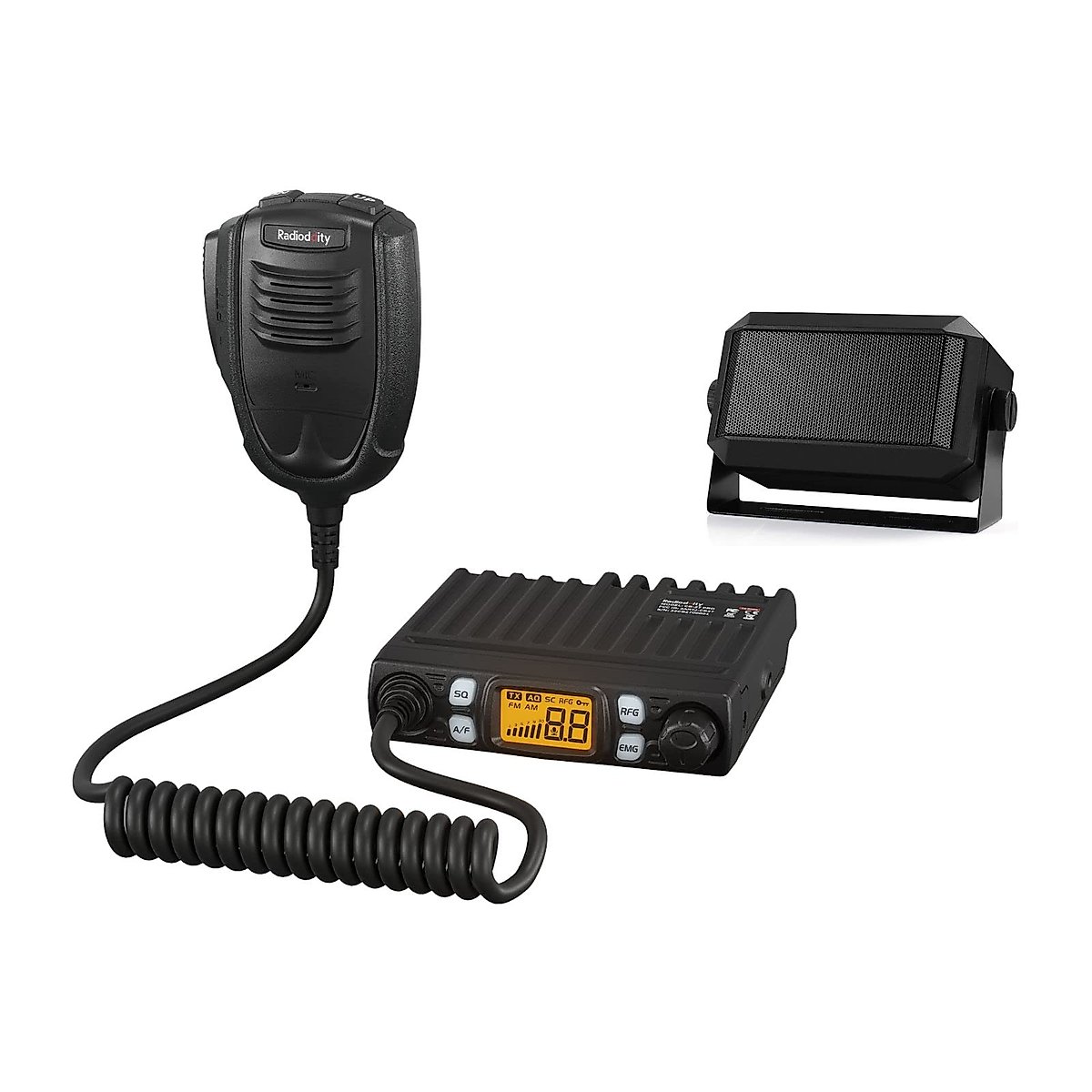 Radioddity CB-27 Pro 40-Channel Mini Mobile CB Radio with AM/FM Instant Emergency Channel 9/19, 4W Power Output, VOX, RF Gain, with 5W Mini Mobile Radio External Speaker