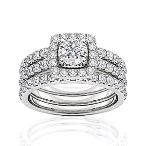 Beverly Hills Jewelers 3 Carat Total Weight Diamond Engagement Ring In 14 Karat White Gold Stunningly Hand Crafted (7)