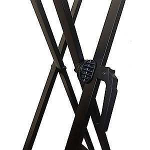 RockJam Xfinity Heavy-Duty, Double-X, Pre-Assembled, Infinitely Adjustable Piano Keyboard Stand with Locking Straps, Black