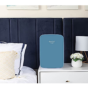 Cooluli 15L Mini Fridge for Bedroom - Car, Office Desk & College Dorm Room - 12v Portable Cooler & Warmer for Food, Drinks, Skincare, Beauty & Makeup - AC/DC Small Refrigerator with Glass Front, Blue