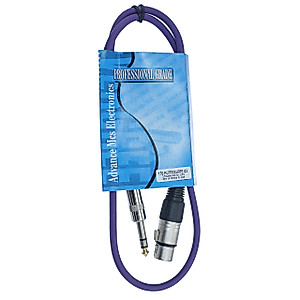 MCSPROAUDIO 1/4" TRS to 3 Pin XLR Female Pro Audio Patch Cable Balanced and Shielded (3 Foot Feet ft Long, Purple)