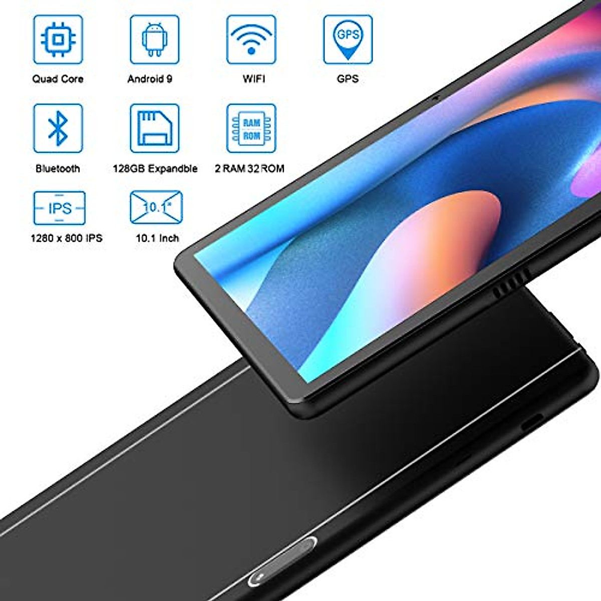 Tablet 10 Inch Android 9 HD Dual Sim Tablets with Quad Core, 32GB ROM /128 GB Expand, 3G Phone Call, WiFi, Bluetooth, Dual Camera, GPS, IPS Touchscreen, GMS Google Certified Tablet PC, (White)