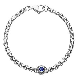 Alef Bet by Paula Evil Eye Bracelet With Blue Sapphire Gemstone and Diamonds for Women, 7"